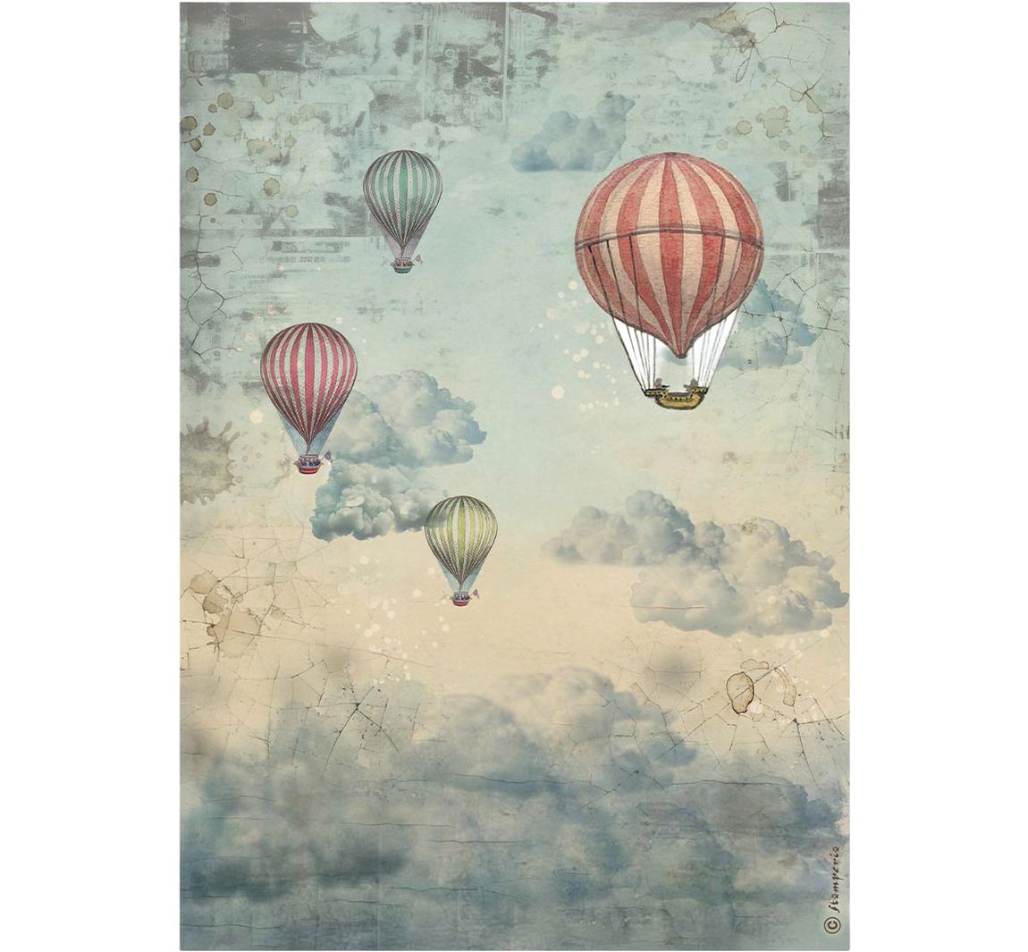 Motif straw silk "Voyages Fantastiques - Air Balloons" - VBS Hobby