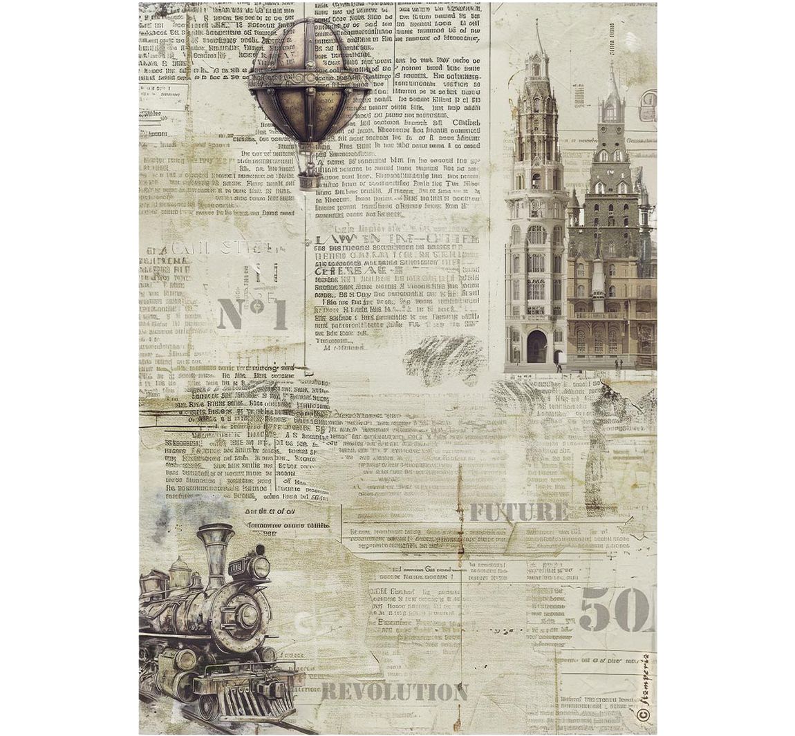 Motif straw silk "Voyages Fantastiques - Sepia Background" - VBS Hobby