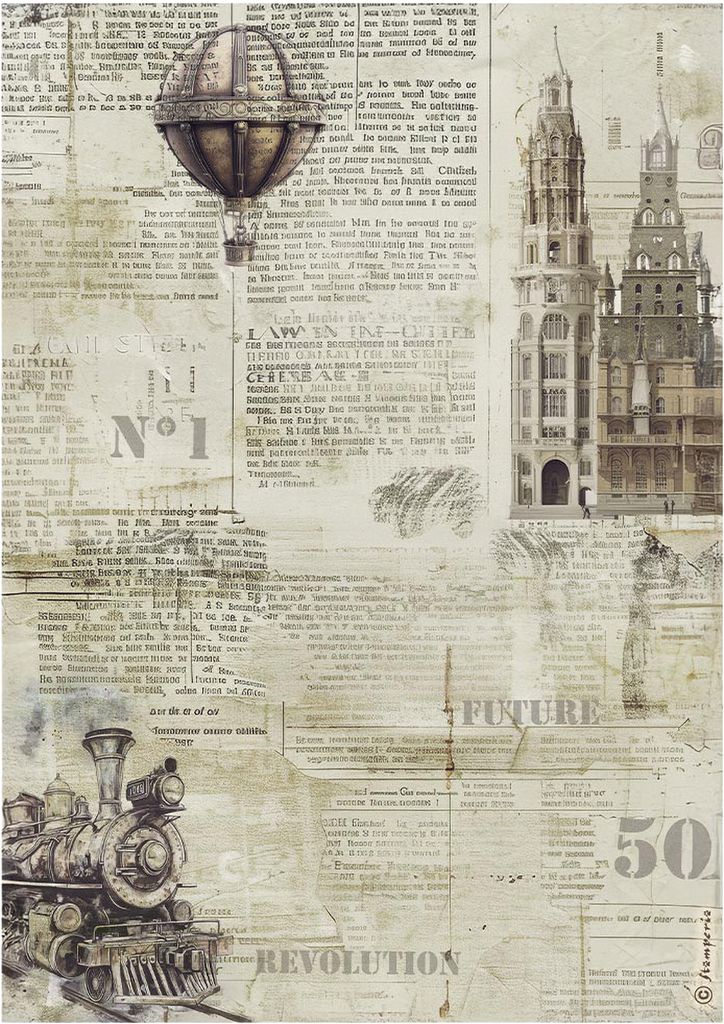 Motif straw silk "Voyages Fantastiques - Sepia Background" - VBS Hobby